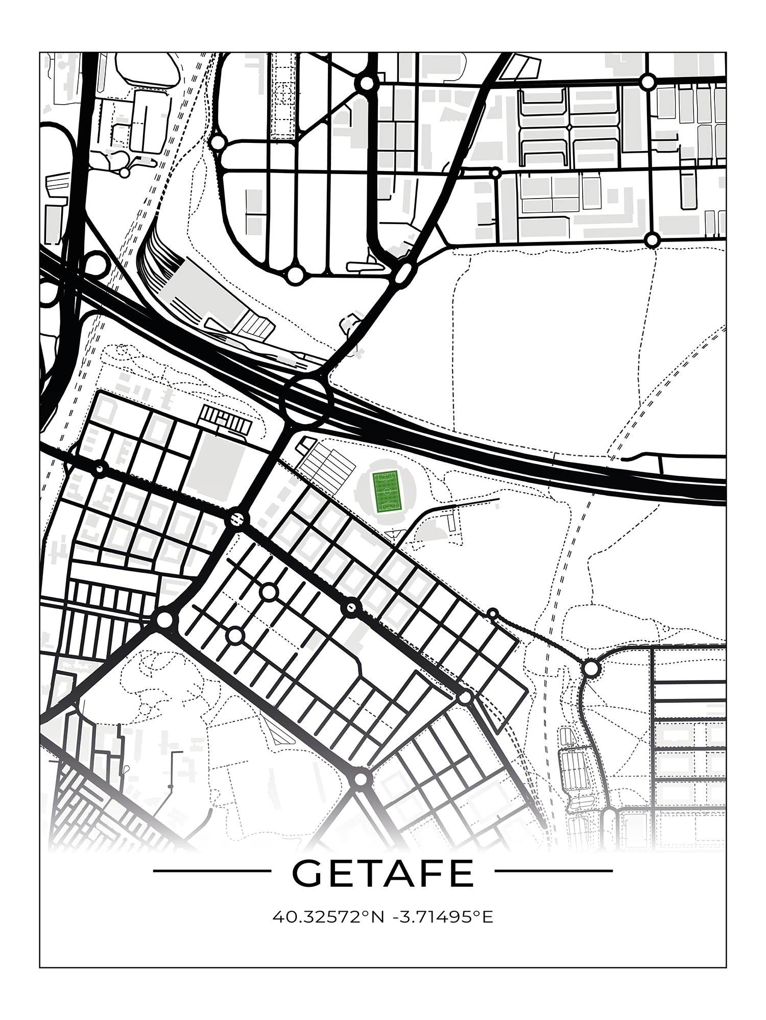 Stadion Poster Getafe, Stadion Karte Getafe, Fußball Karte, Fußball ...