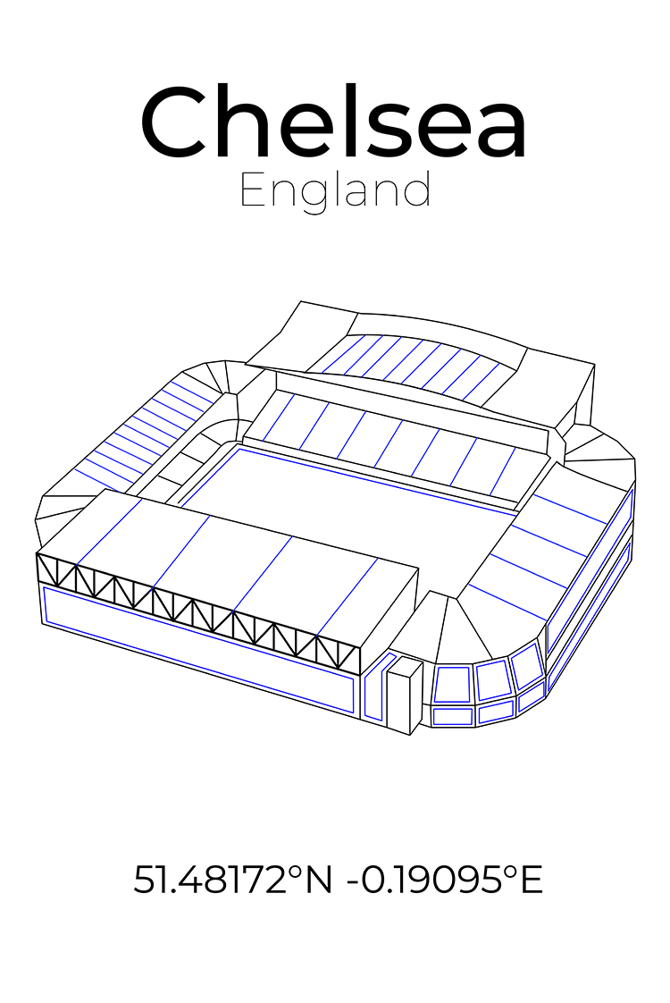 Stadion Poster Chelsea Line Art Print