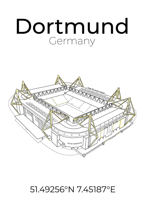Stadion Poster Dortmund Line Art Print