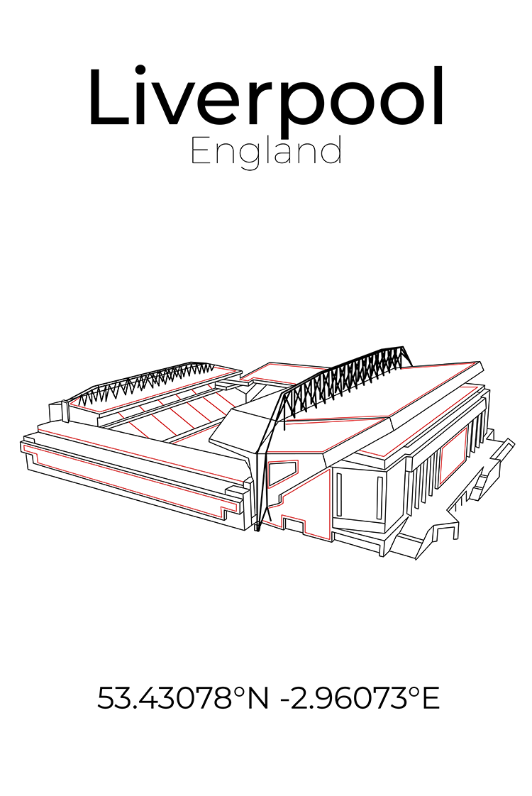 Stadion Poster Liverpool Line Art Print
