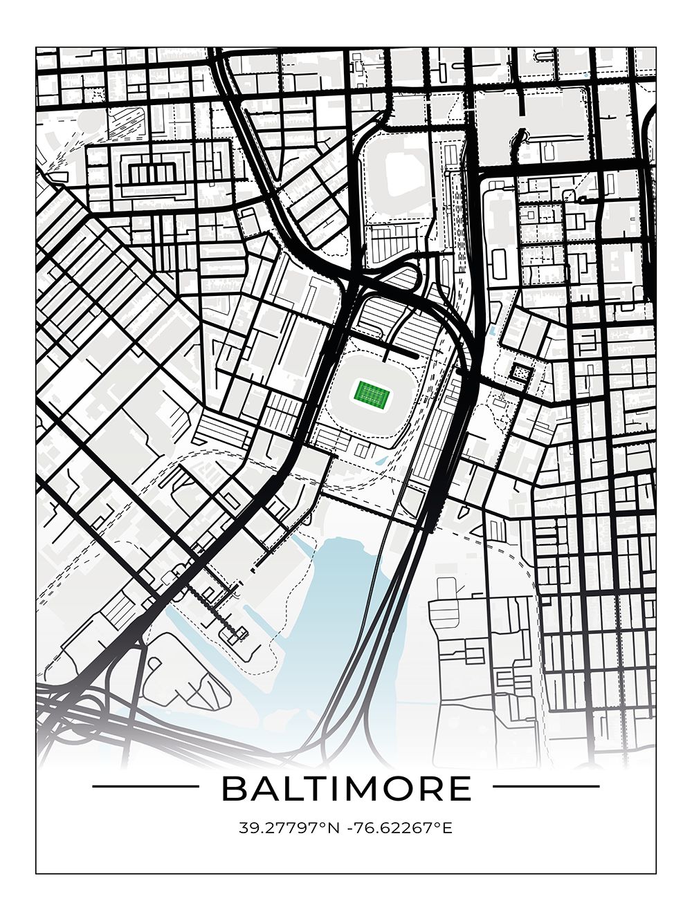 Stadion Poster Baltimore, Football Map Baltimore