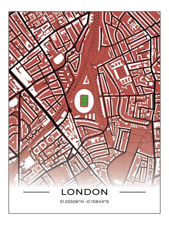 Stadion Poster Arsenal, Stadion Karte London, Fußball Karte, Fußball ...