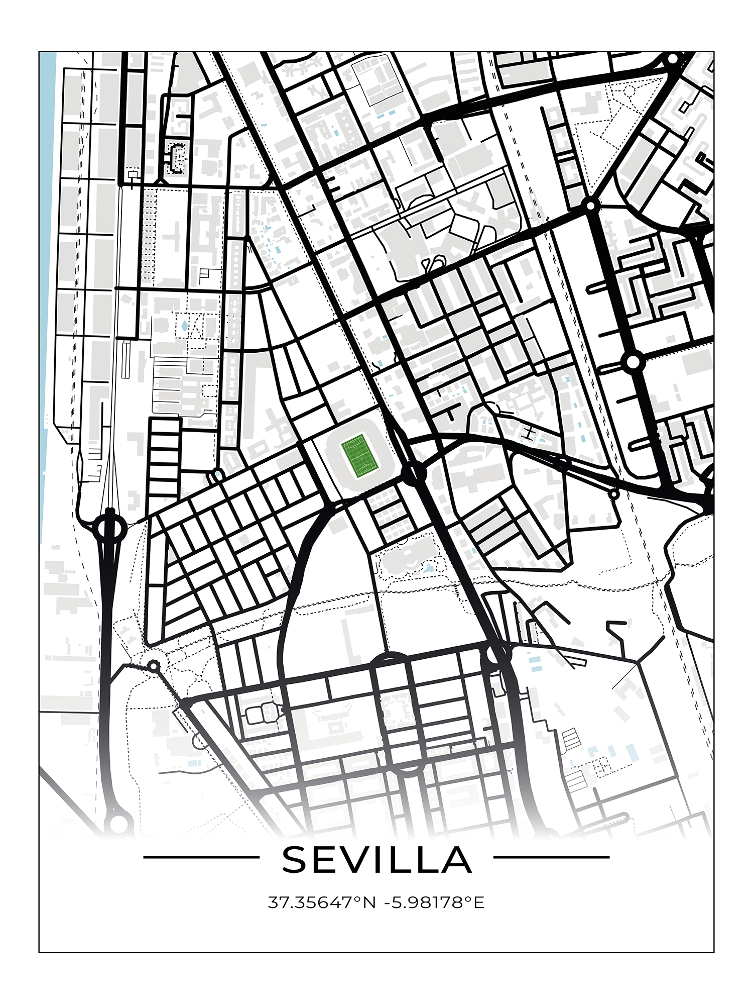 Stadion Poster Sevilla , Stadion Karte Sevilla , Fußball Karte, Fußball ...