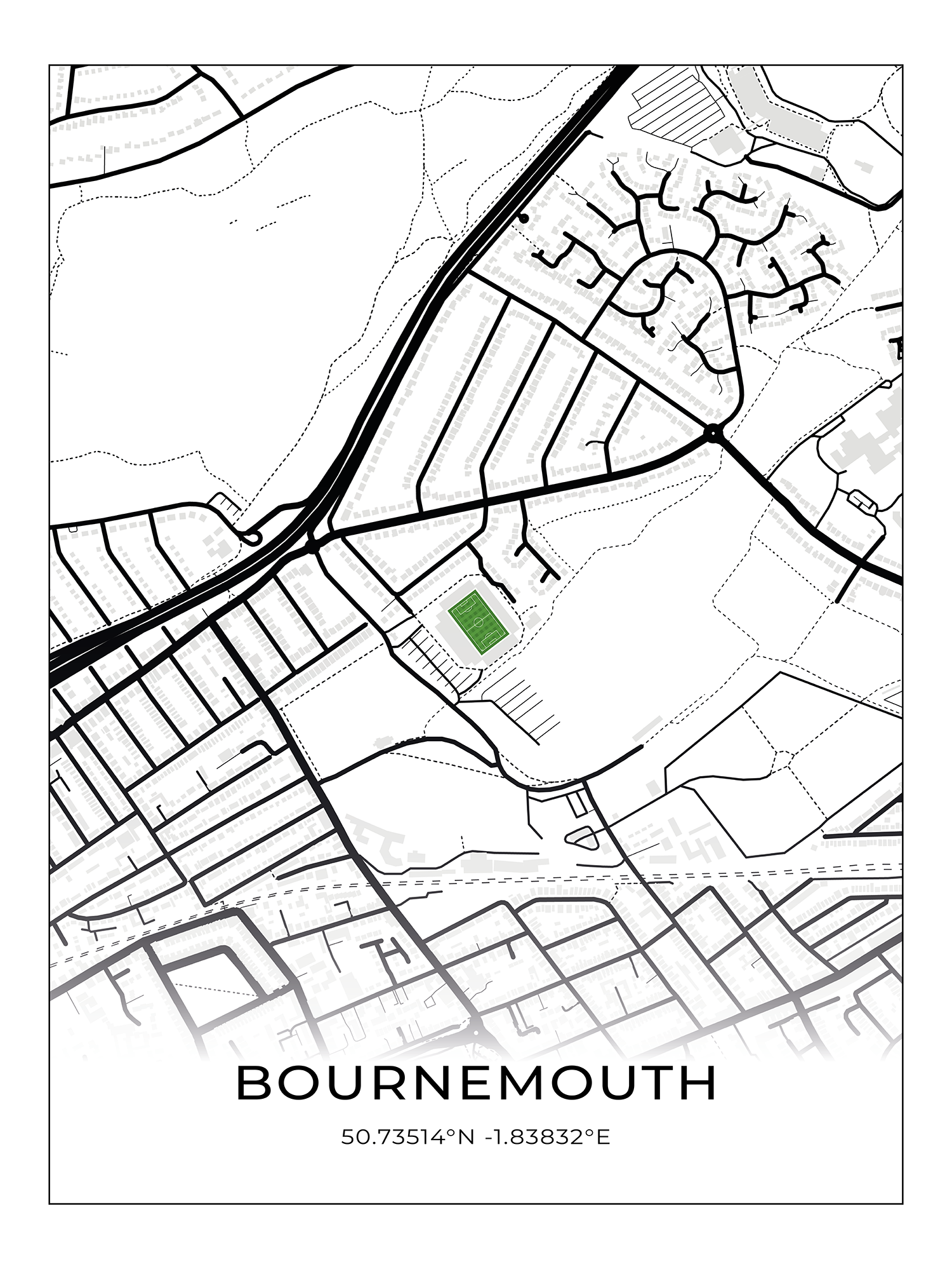 Stadion Poster Bournemouth, Stadion Karte Bournemouth, Fußball Karte ...