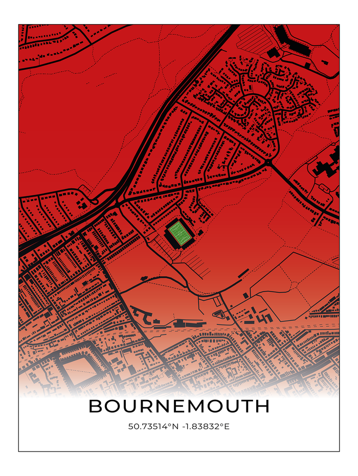 Stadion Poster Bournemouth, Stadion Karte Bournemouth, Fußball Karte ...
