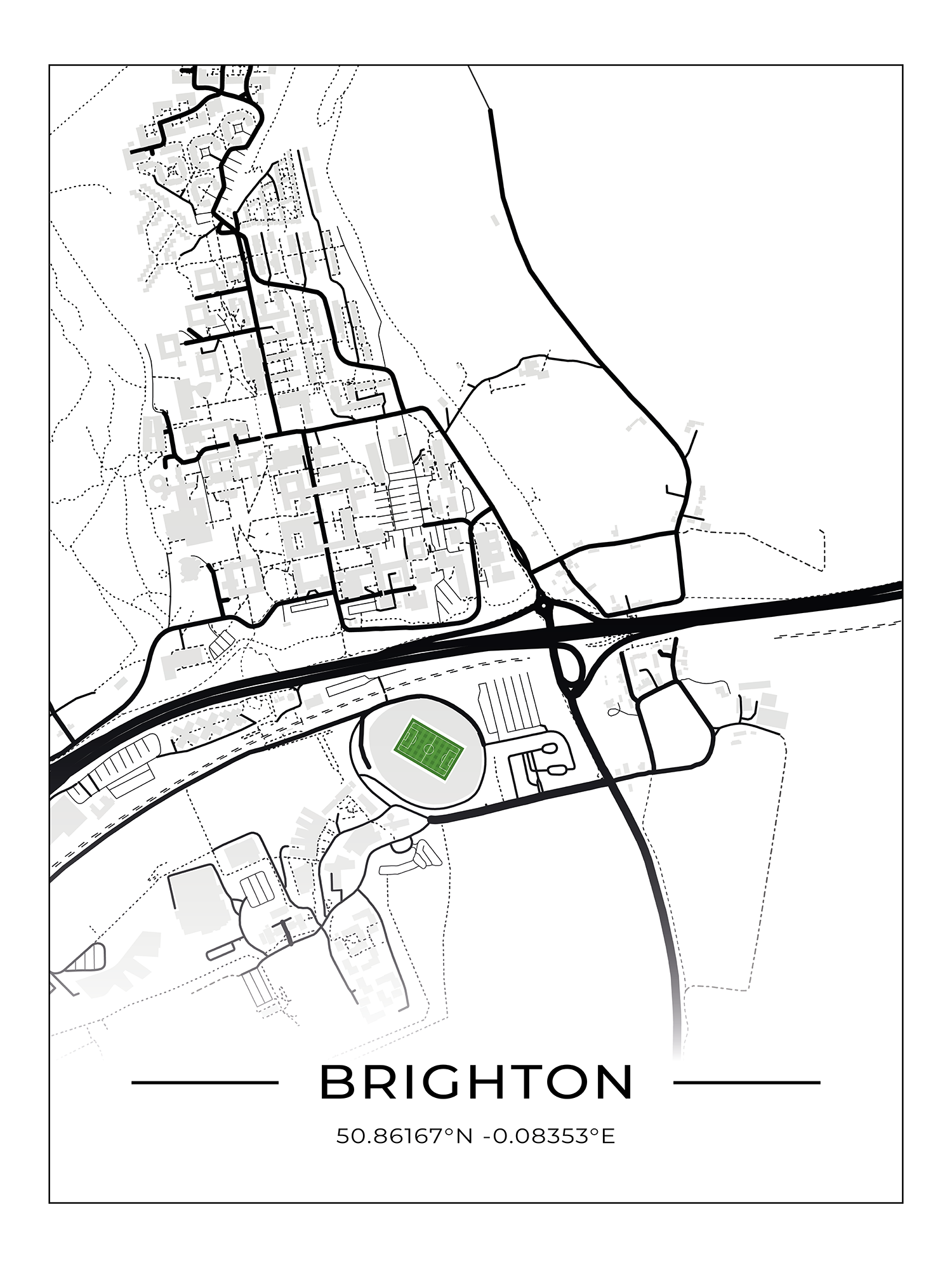 Stadion Poster Brighton, Stadion Karte Brighton, Fußball Karte, Fußball ...