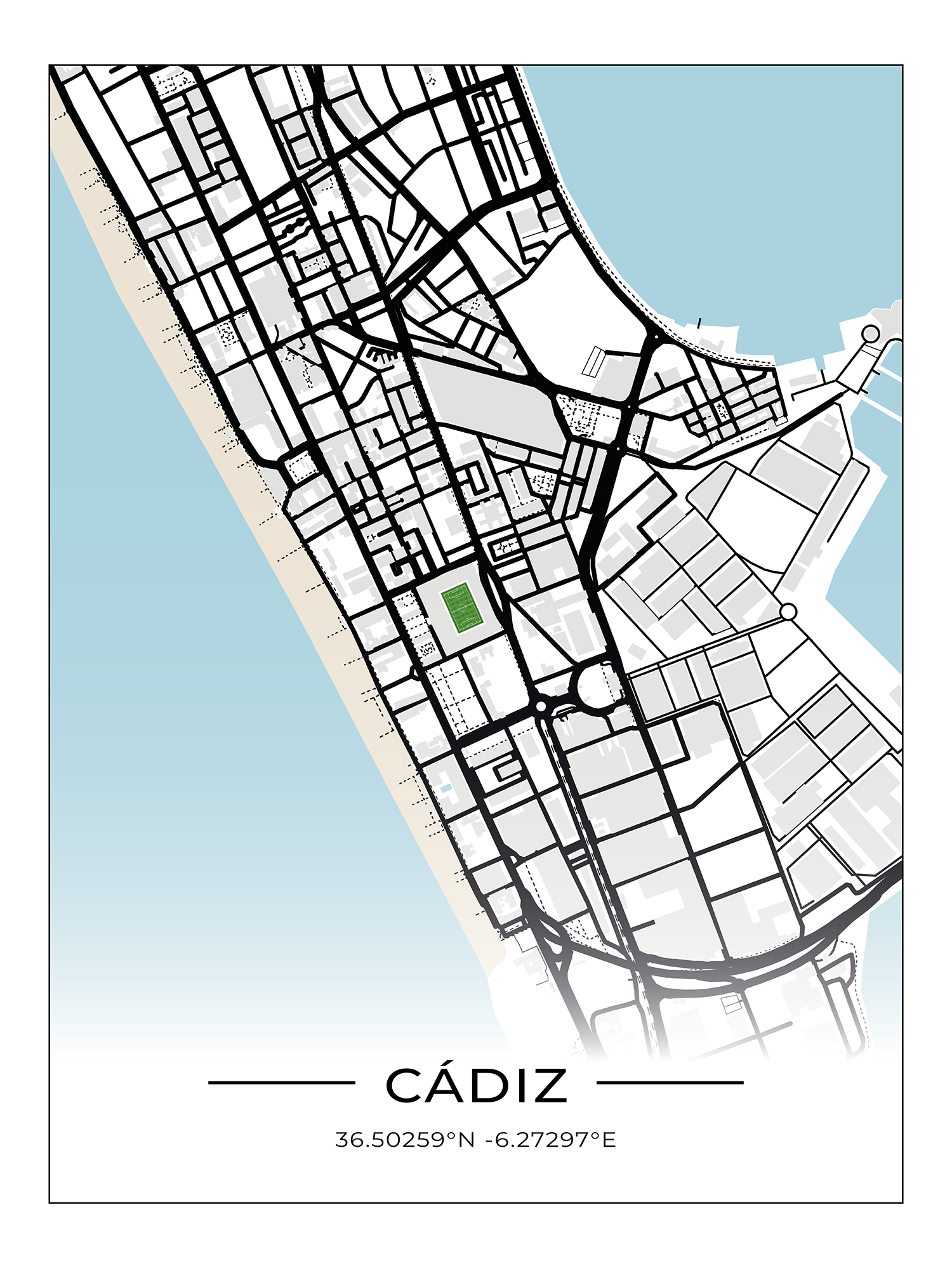 Stadion Poster Cadiz, Stadion Karte Cadiz, Fußball Karte, Fußball ...