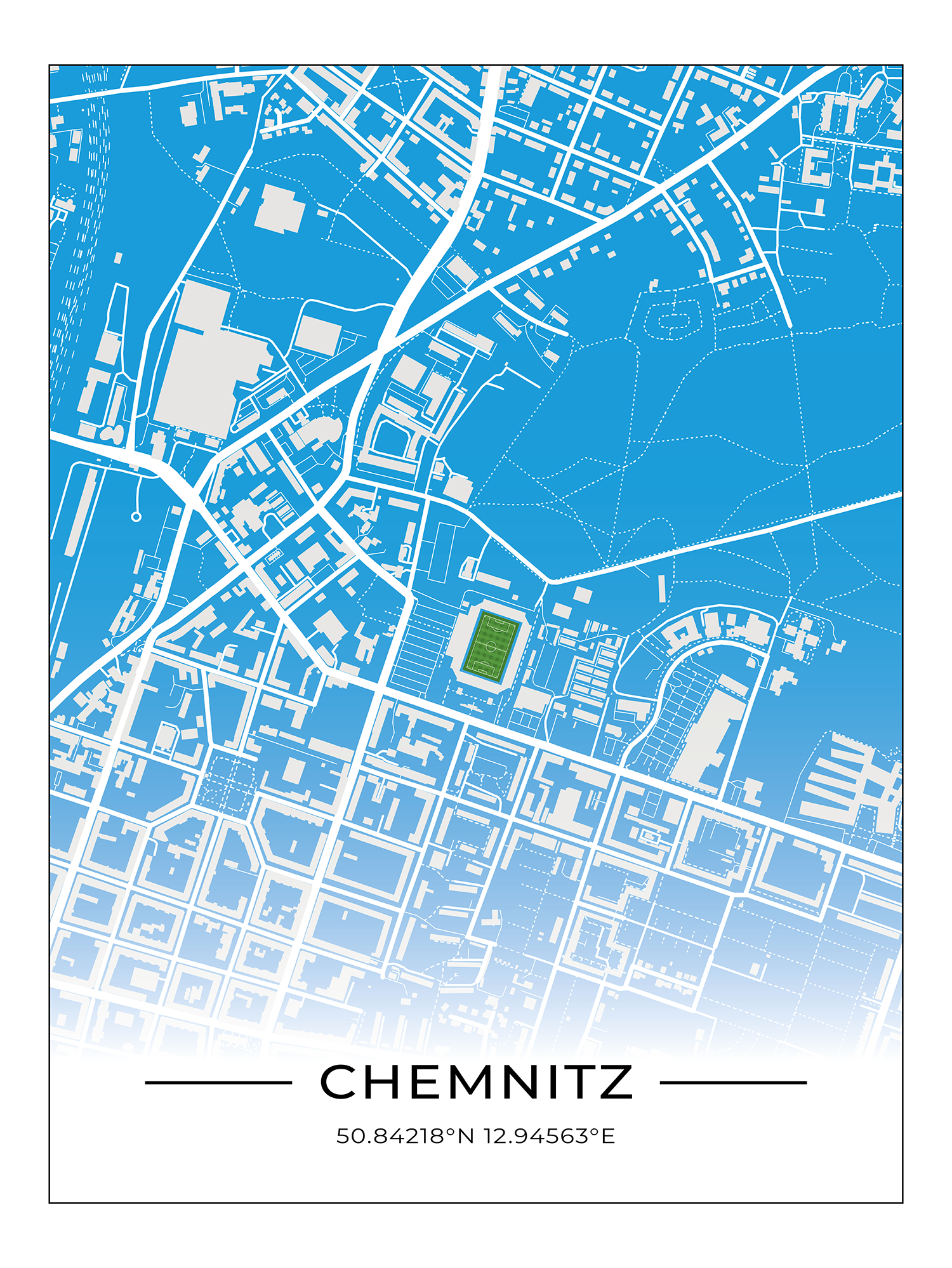 Stadion Poster Chemnitz, Stadion Karte Chemnitz, Fußball Karte, Fußball ...