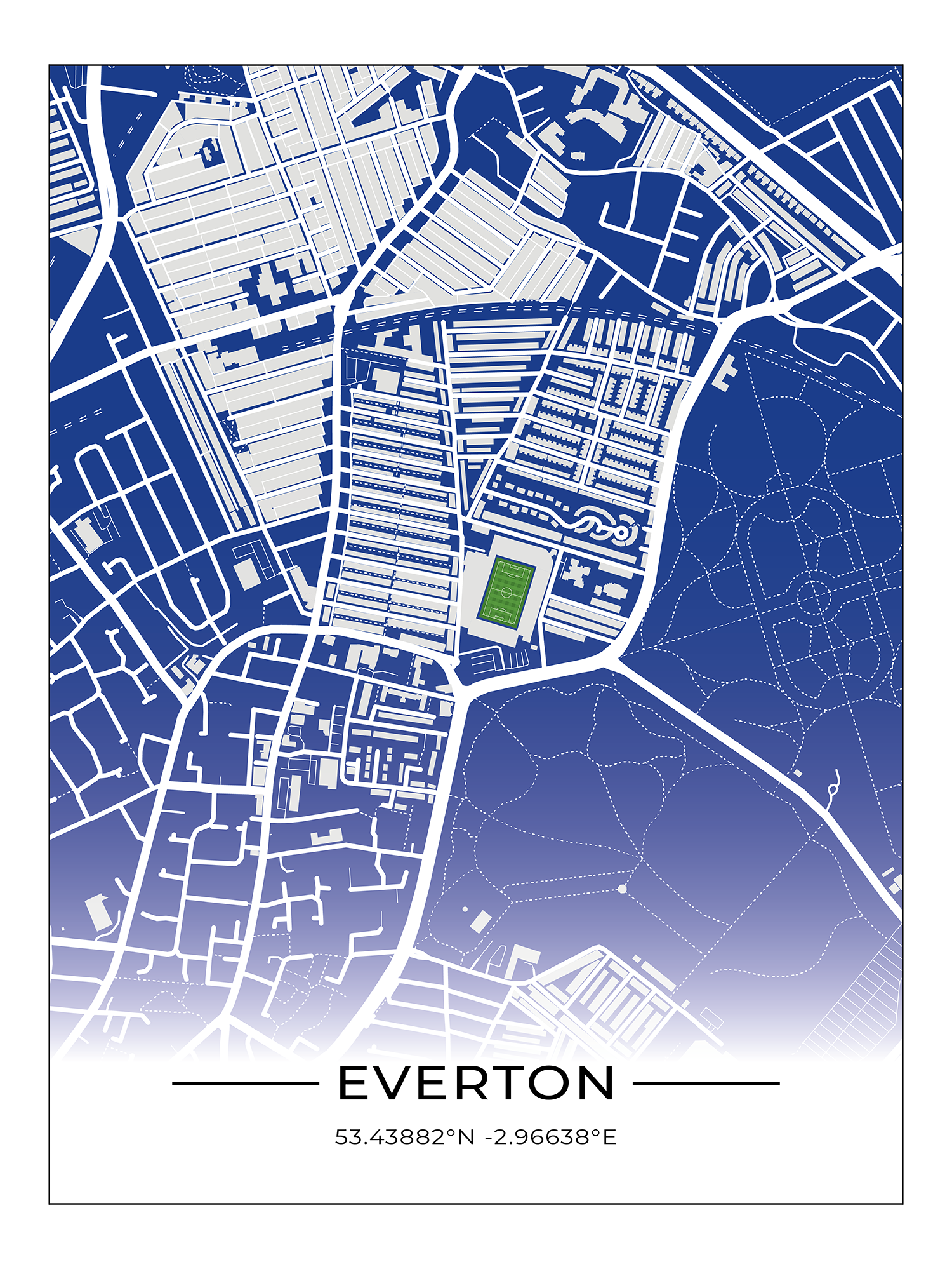 Stadion Poster Everton, Stadion Karte Everton, Fußball Karte, Fußball ...