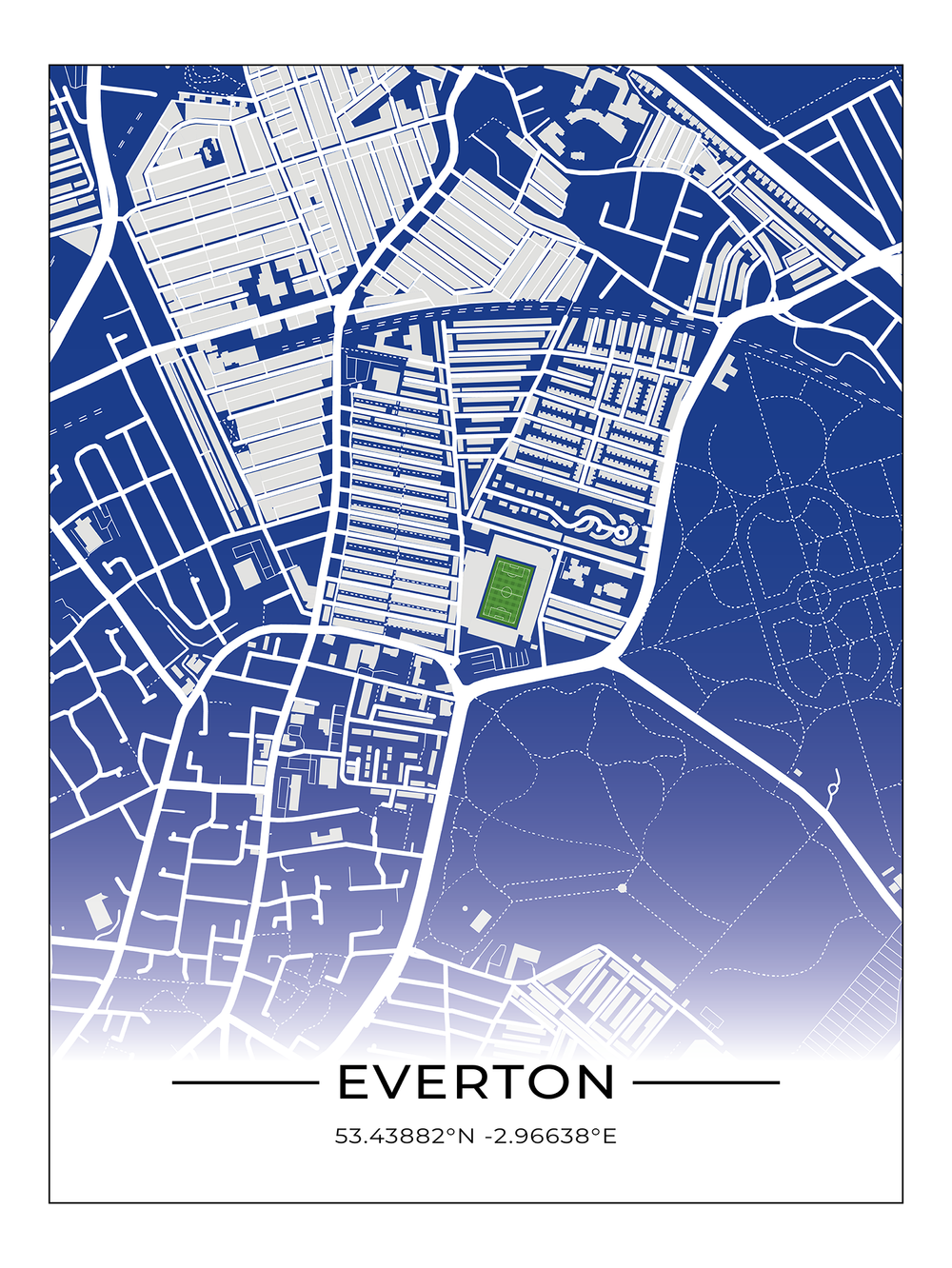 Stadion Poster Everton, Stadion Karte Everton, Fußball Karte, Fußball ...