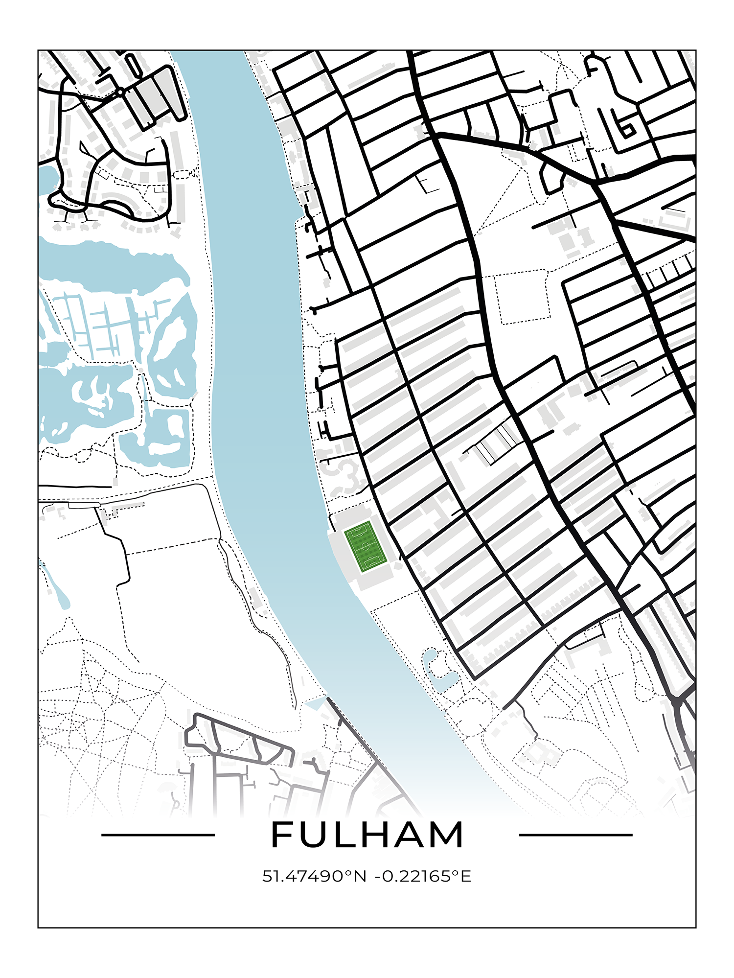 Stadion Poster Fulham, Stadion Karte Fulham, Fußball Karte, Fußball ...