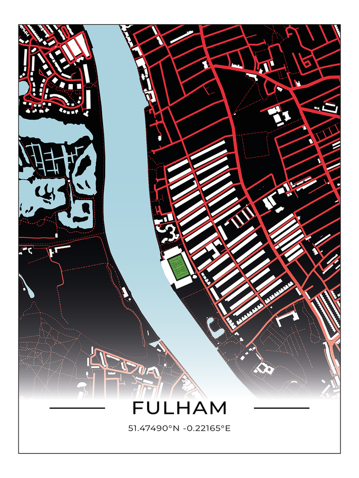 Stadion Poster Fulham, Stadion Karte Fulham, Fußball Karte, Fußball ...