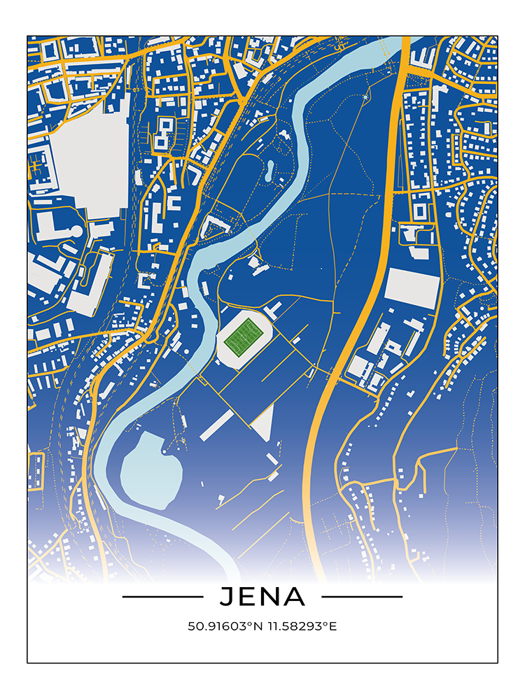 Stadion Poster Jena, Stadion Karte Jena, Fußball Karte, Fußball Poster ...