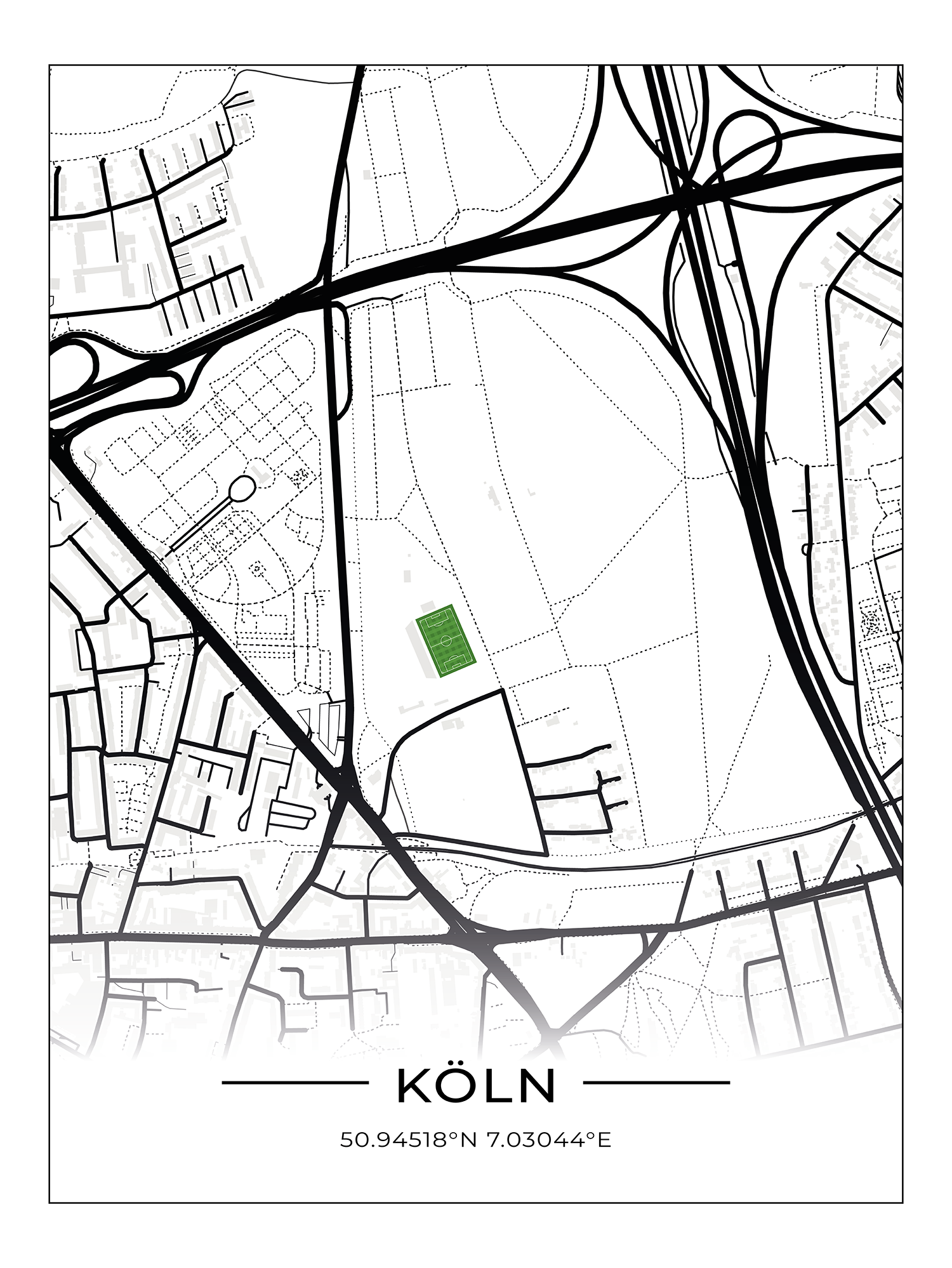 Stadion Poster Köln, Stadion Karte Köln, Fußball Karte, Fußball Poster ...