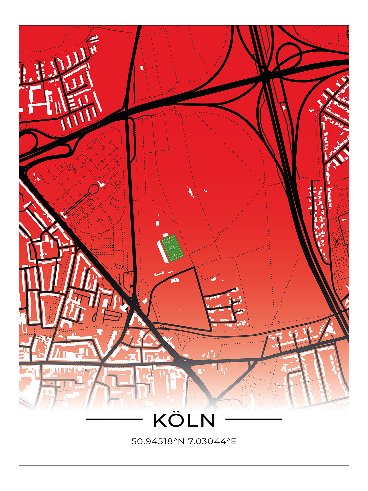 Stadion Poster Köln, Stadion Karte Köln, Fußball Karte, Fußball Poster ...