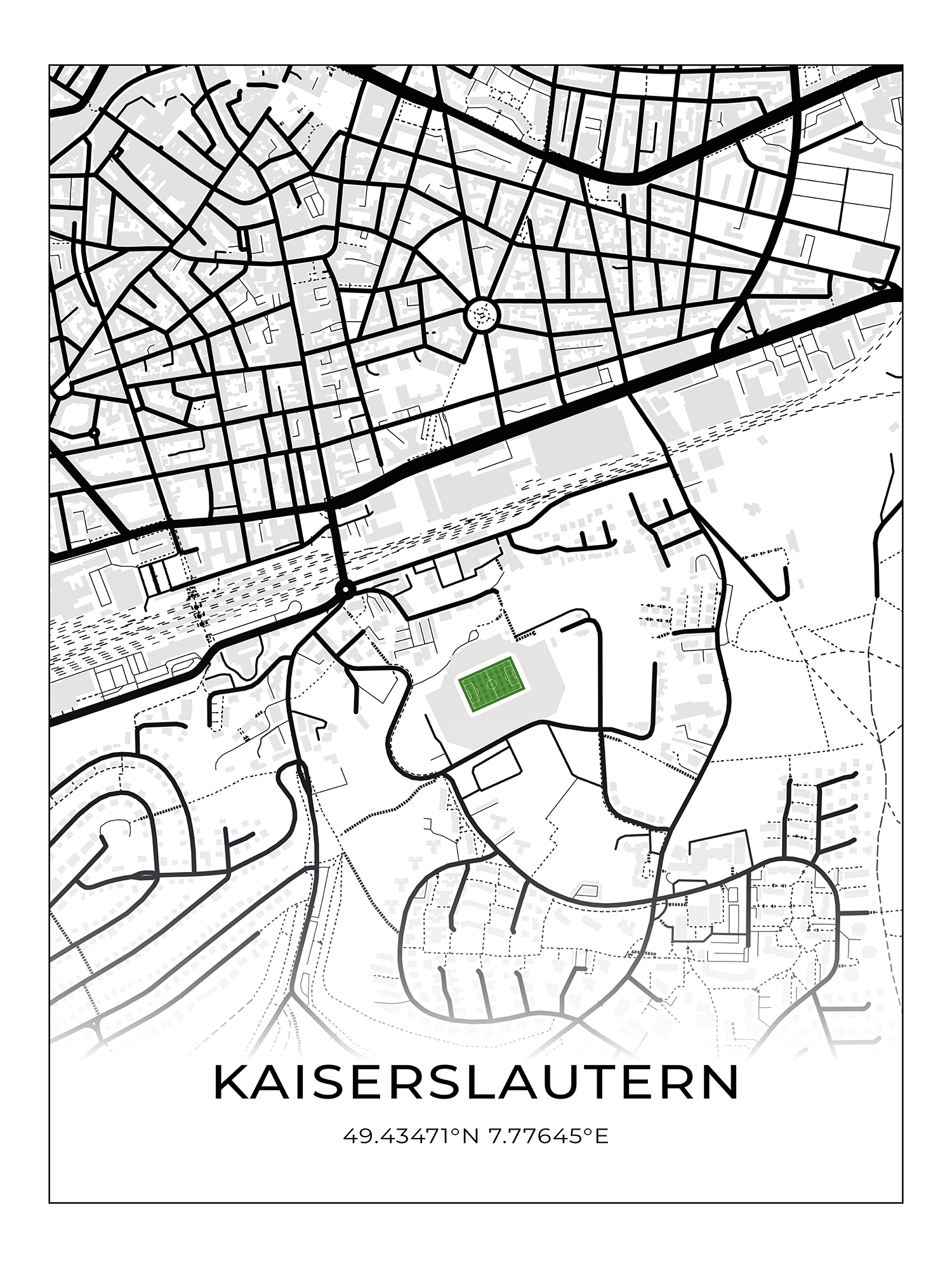 Kaiserslautern Betze Stadionkarte als Poster, Geschenkidee Vater oder ...