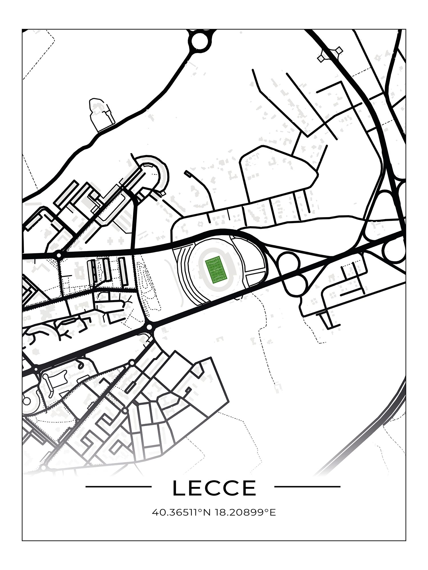Stadion Poster Lecce, Stadion Karte Lecce, Fußball Karte, Fußball ...