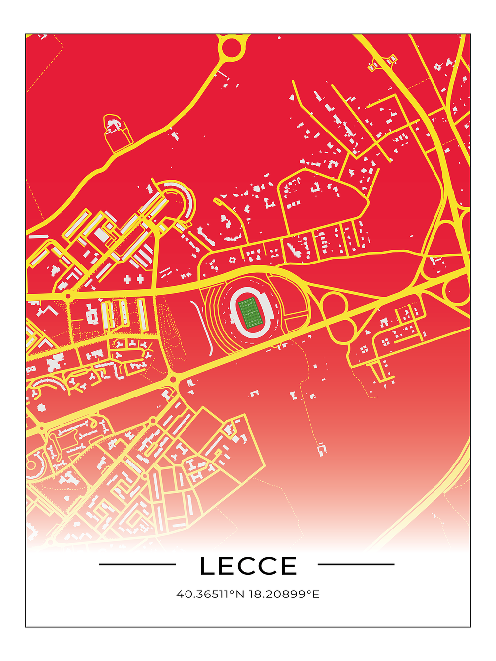 Stadion Poster Lecce, Stadion Karte Lecce, Fußball Karte, Fußball ...