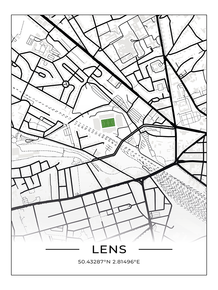 Stadion Poster Lens, Stadion Karte Lens, Fußball Karte, Fußball Poster ...
