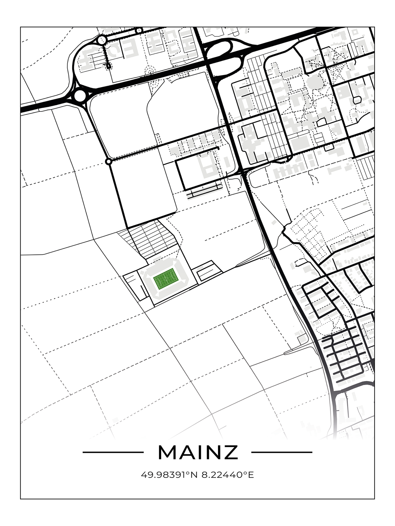 Stadion Poster Mainz, Stadion Karte Mainz, Fußball Karte, Fußball ...