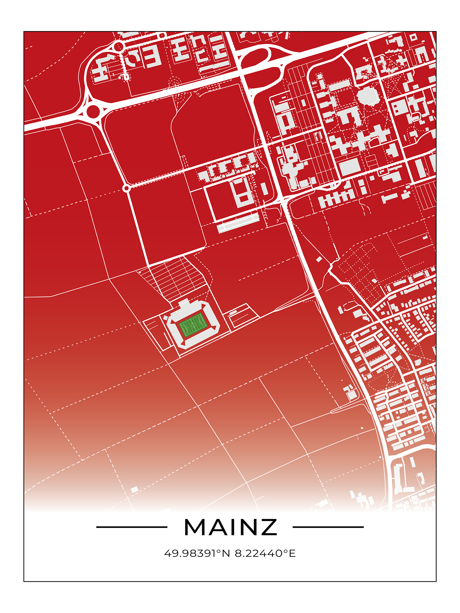Stadion Poster Mainz, Stadion Karte Mainz, Fußball Karte, Fußball ...