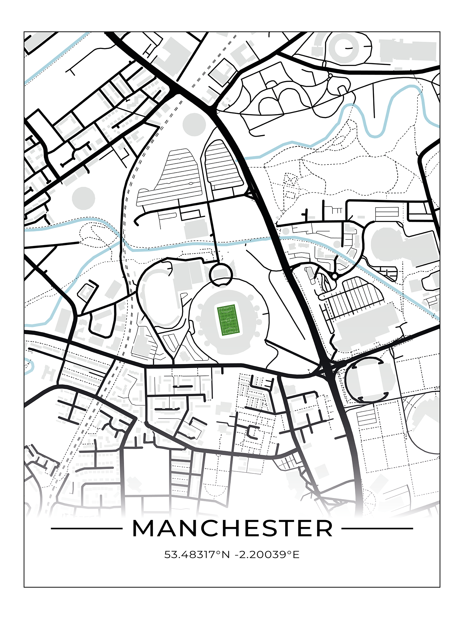 Stadion Poster Manchester, Stadion Karte Manchester, Fußball Karte ...