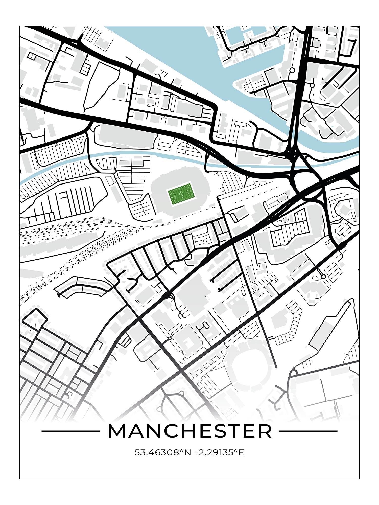 Stadion Poster Manchester, Stadion Karte Manchester, Fußball Karte ...