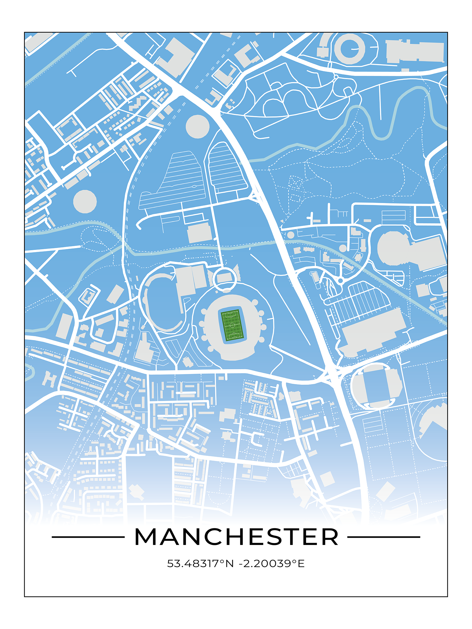 Stadion Poster Manchester, Stadion Karte Manchester, Fußball Karte ...