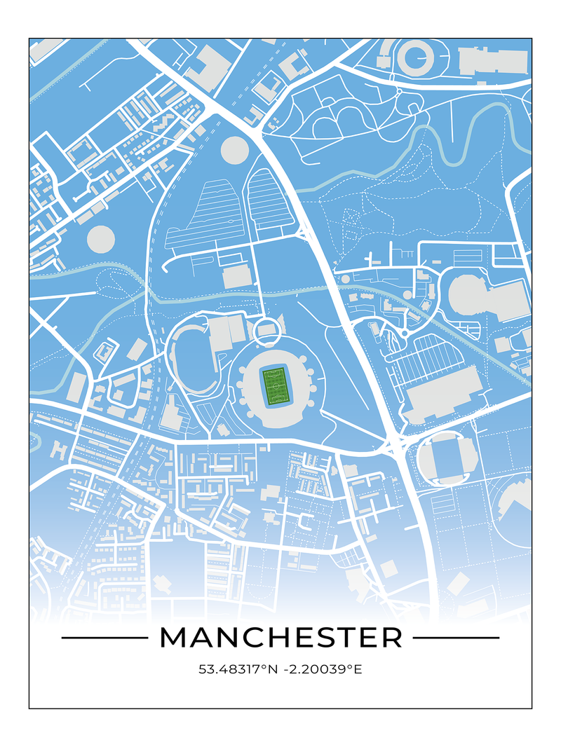 Stadion Poster Manchester, Stadion Karte Manchester, Fußball Karte ...