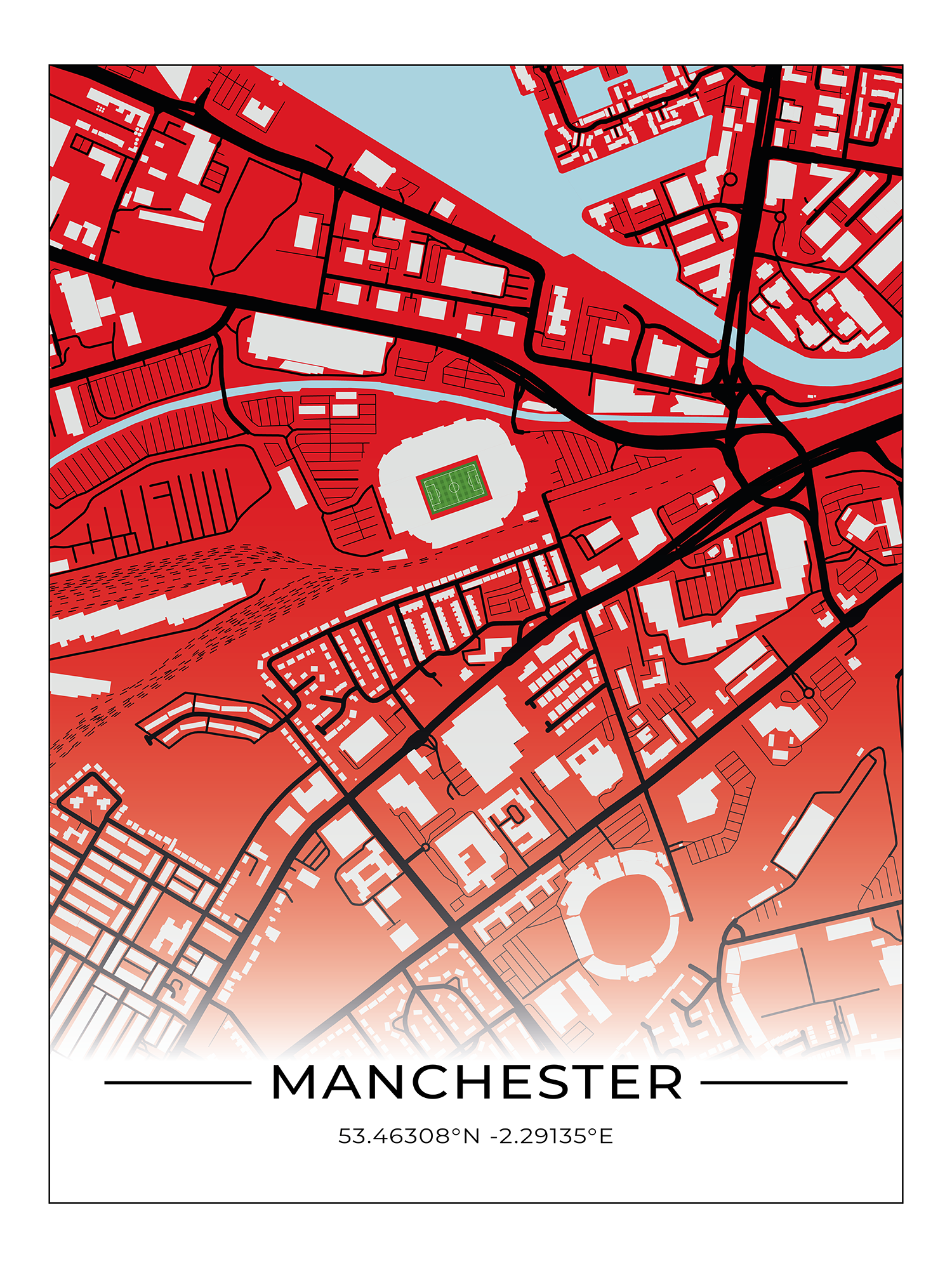 Stadion Poster Manchester, Stadion Karte Manchester, Fußball Karte ...