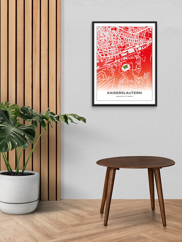 Kaiserslautern Betze Stadionkarte als Poster, Geschenkidee Vater oder ...