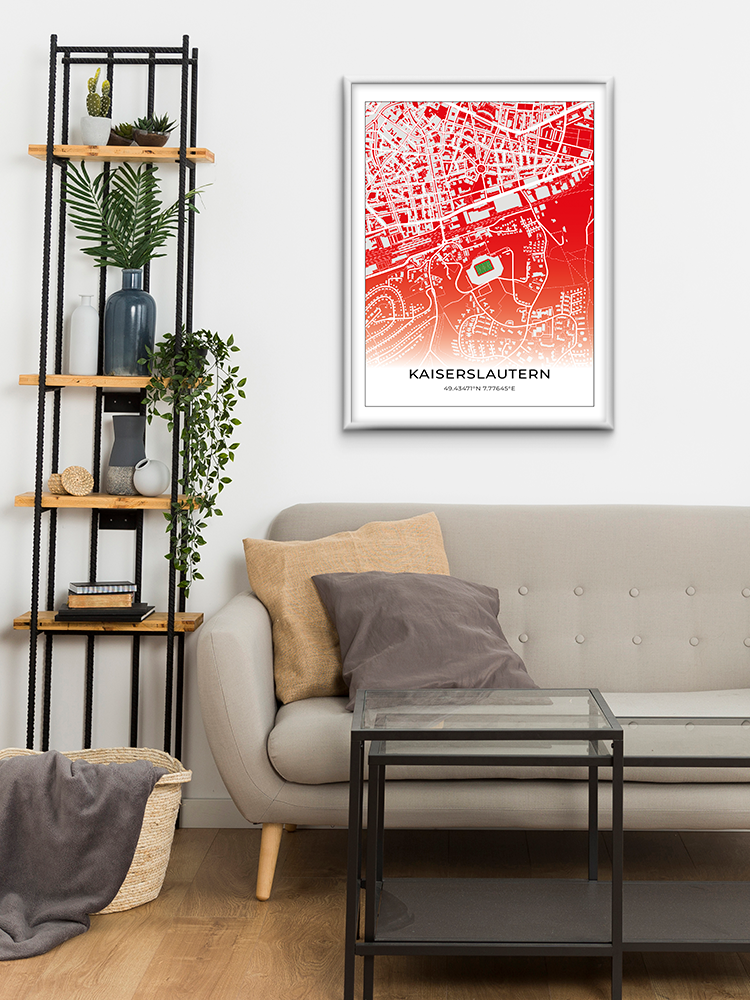 Kaiserslautern Betze Stadionkarte als Poster, Geschenkidee Vater oder ...