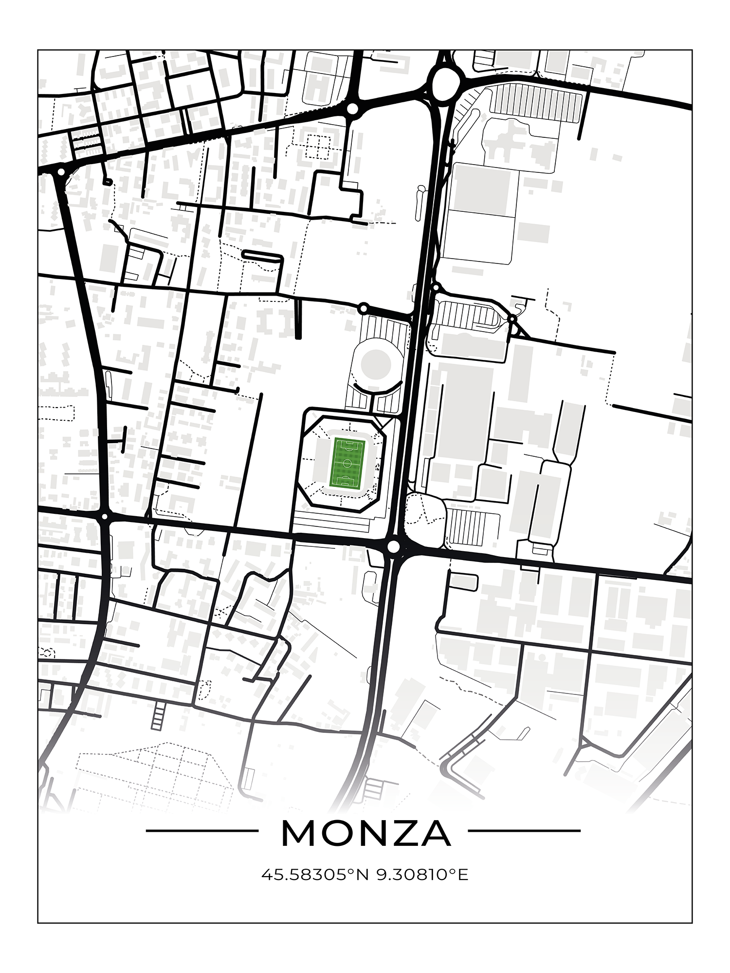 Stadion Poster Monza, Stadion Karte Monza, Fußball Karte, Fußball ...