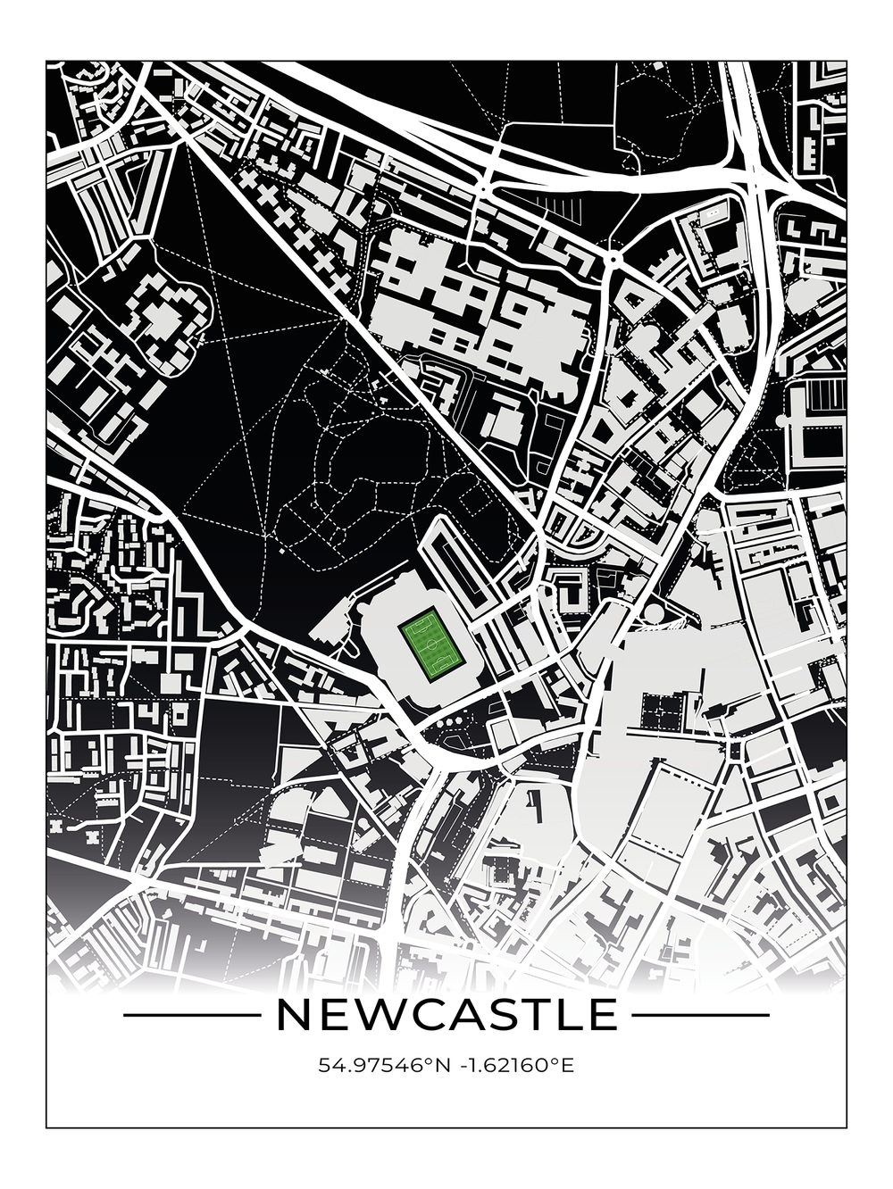 Stadion Poster Newcastle, Stadion Karte Newcastle, Fußball Karte ...