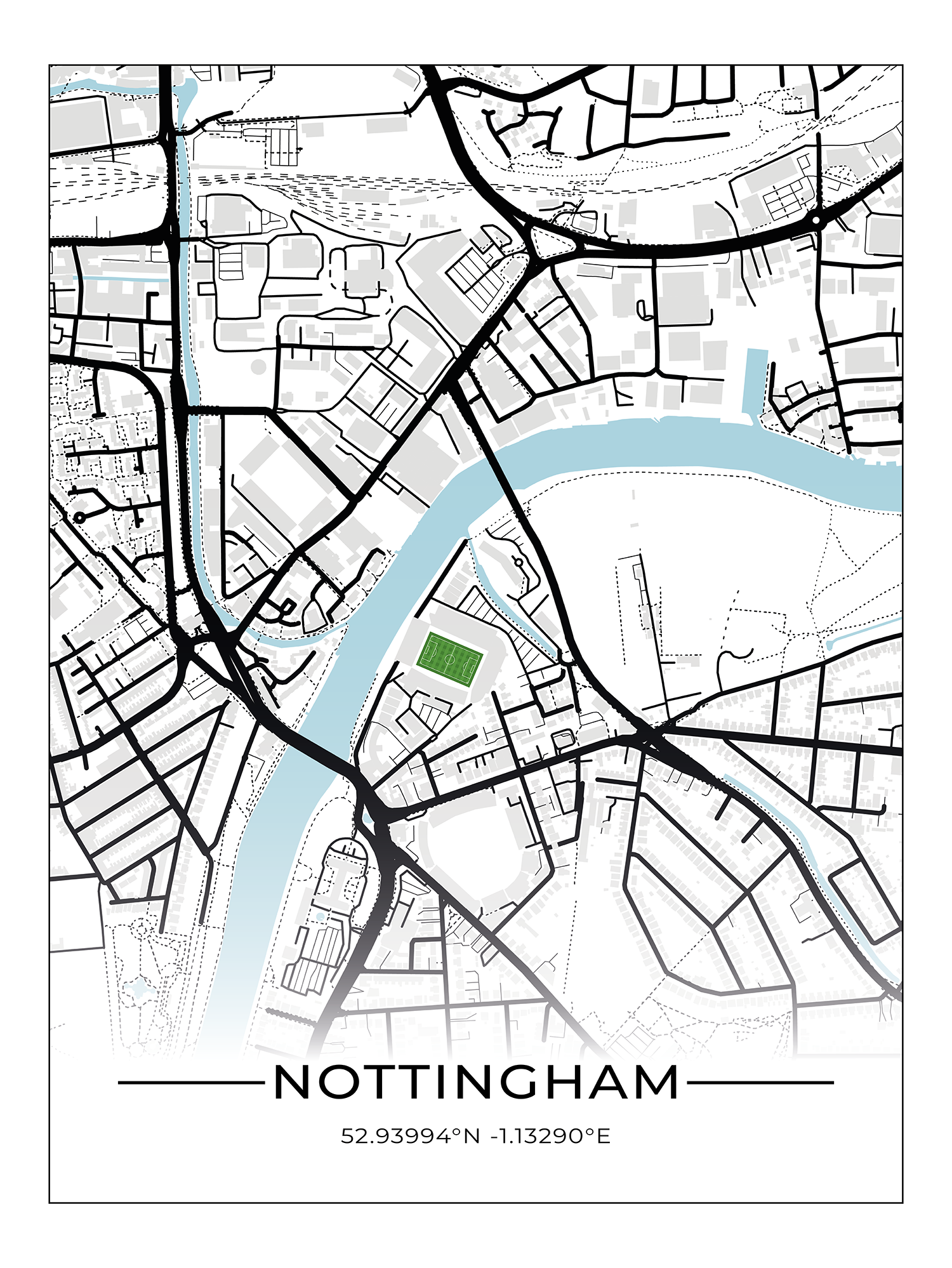 Stadion Poster Nottingham, Stadion Karte Nottingham, Fußball Karte ...