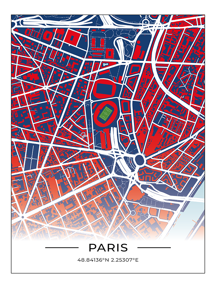 Stadion Poster Paris, Stadion Karte Paris, Fußball Karte, Fußball ...