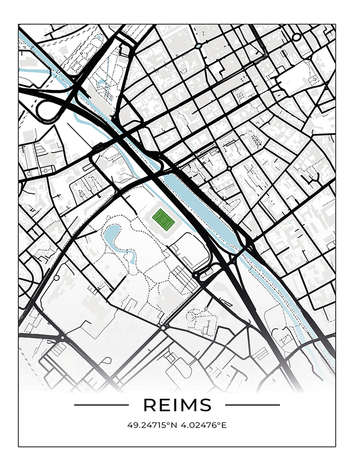 Stadion Poster Reims, Stadion Karte Reims, Fußball Karte, Fußball ...