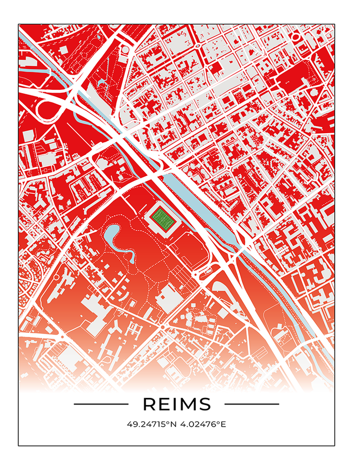 Stadion Poster Reims, Stadion Karte Reims, Fußball Karte, Fußball ...
