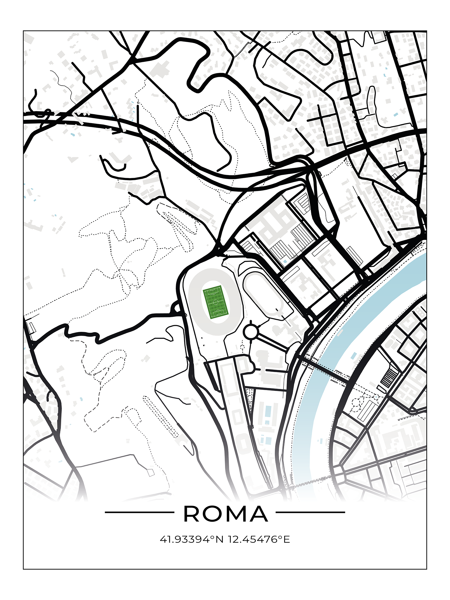 Stadion Poster Rom, Stadion Karte Roma, Fußball Karte, Fußball Poster ...