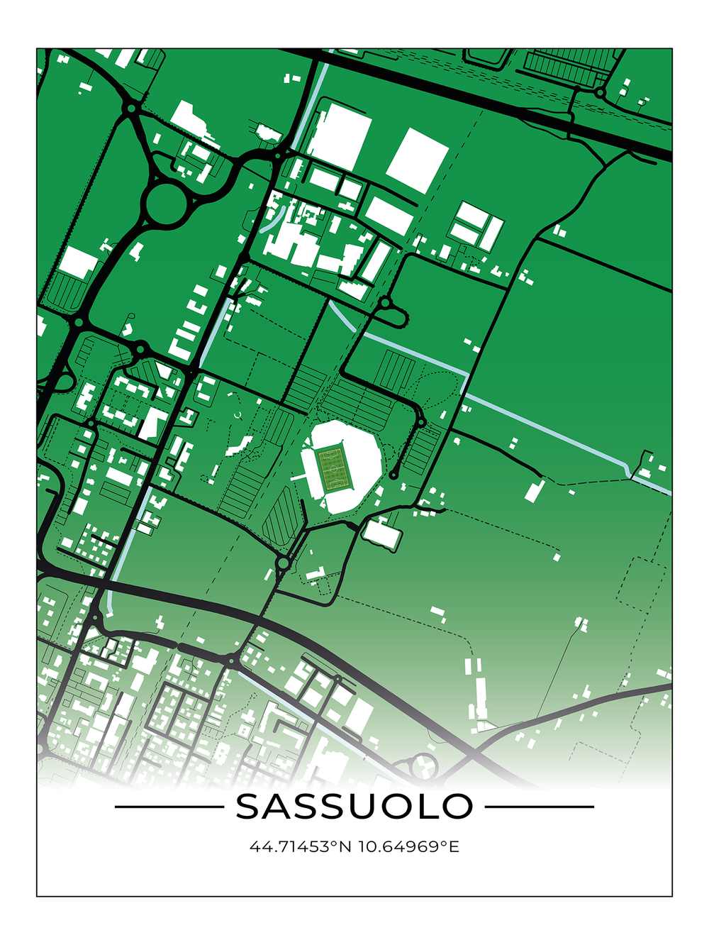 Stadion Poster Sassuolo, Stadion Karte Sassuolo, Fußball Karte, Fußball ...
