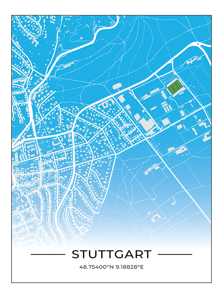 Stadion Poster Stuttgart, Stadion Karte Stuttgart, Fußball Karte ...