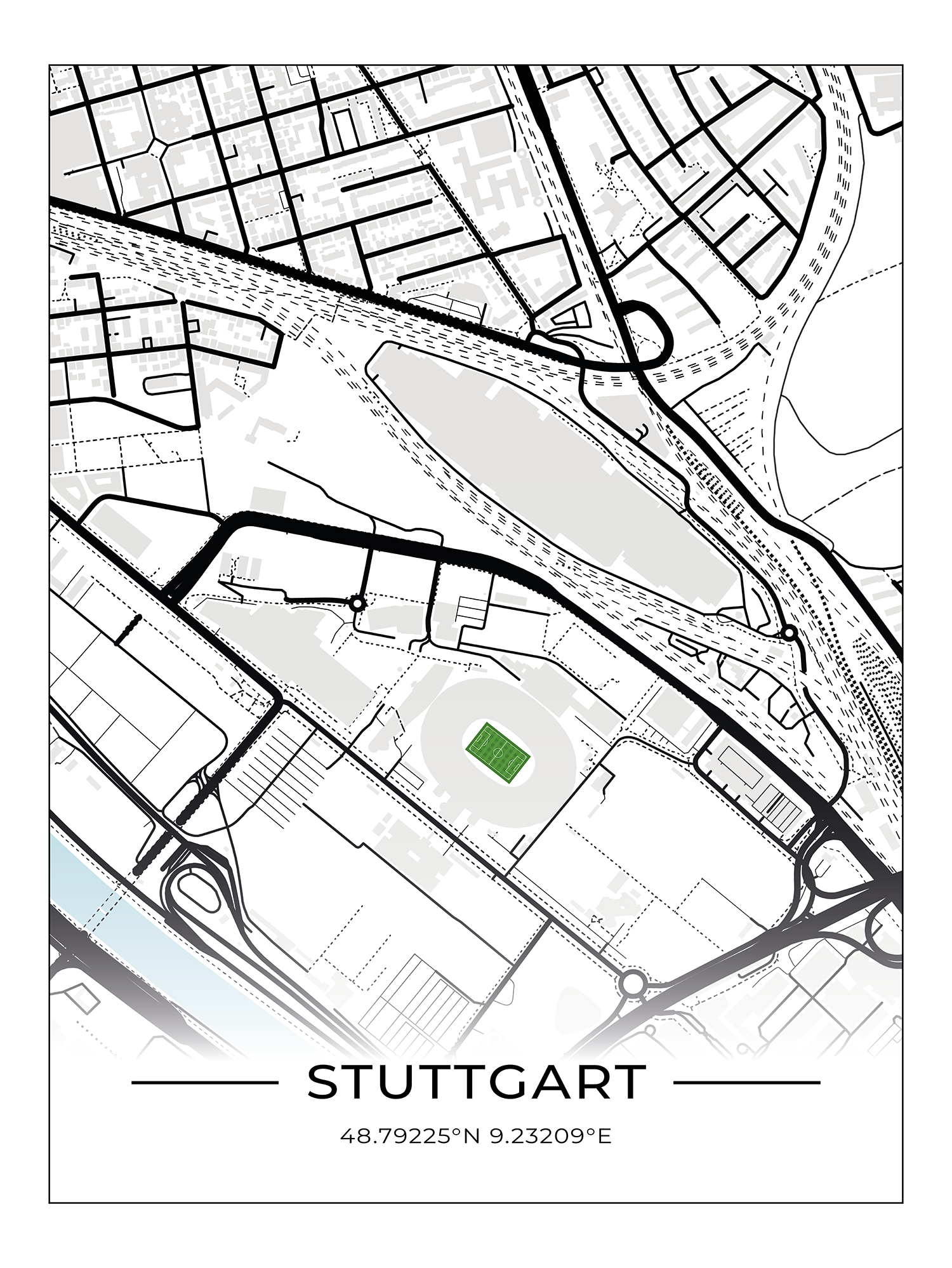 Stadion Poster Stuttgart, Stadion Karte Stuttgart, Fußball Karte ...