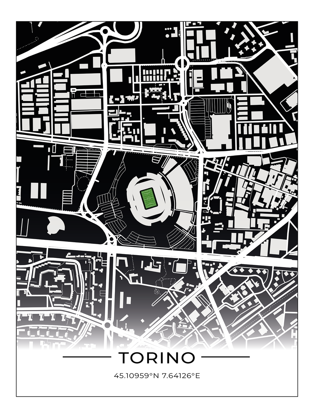 Stadion Poster Turin, Stadion Karte Turin, Fußball Karte, Fußball ...