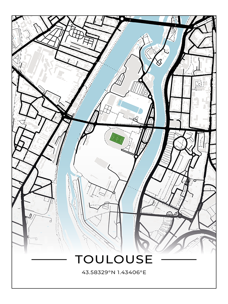 Stadion Poster Toulouse, Stadion Karte Toulouse, Fußball Karte, Fußball ...