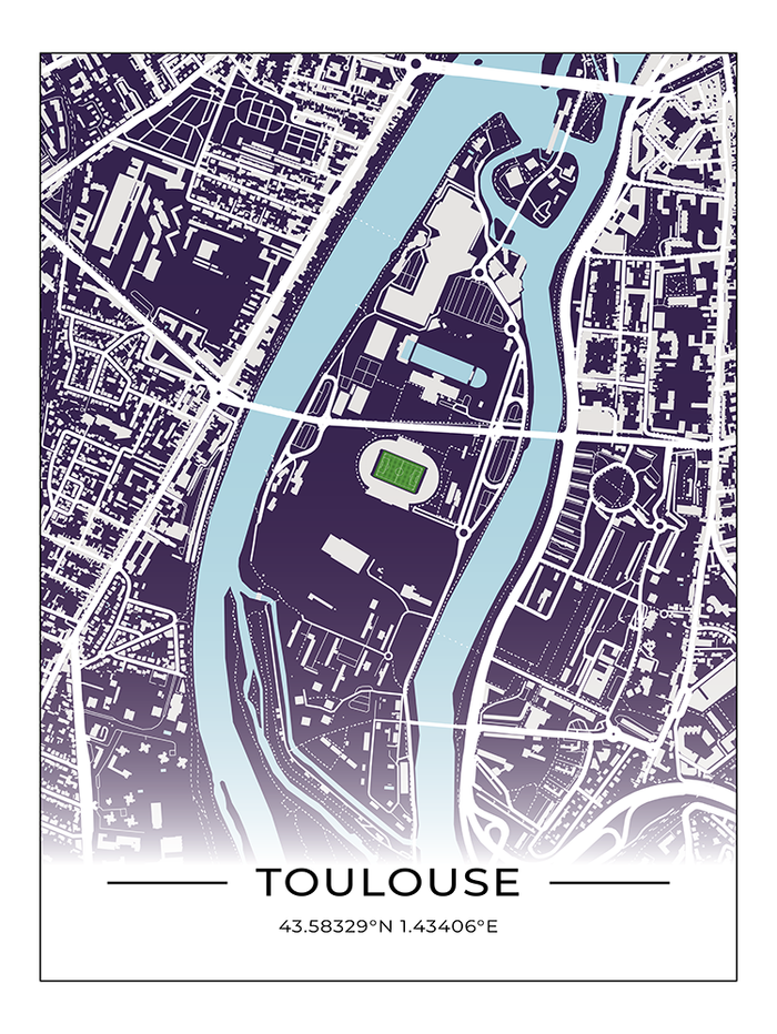 Stadion Poster Toulouse, Stadion Karte Toulouse, Fußball Karte, Fußball ...