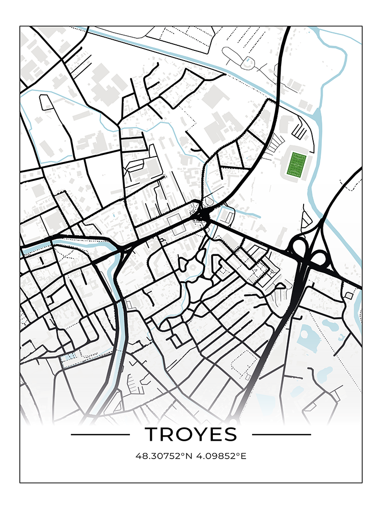 Stadion Poster Troyes, Stadion Karte Troyes, Fußball Karte, Fußball ...