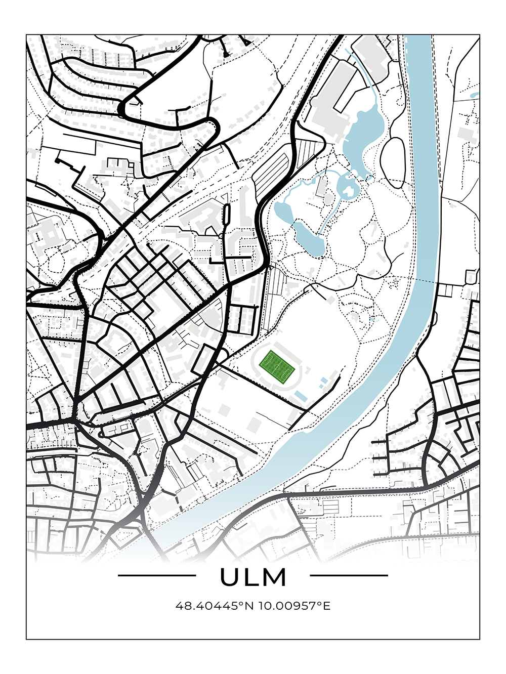Stadion Poster Ulm, Stadion Karte Ulm, Fußball Karte, Fußball Poster ...
