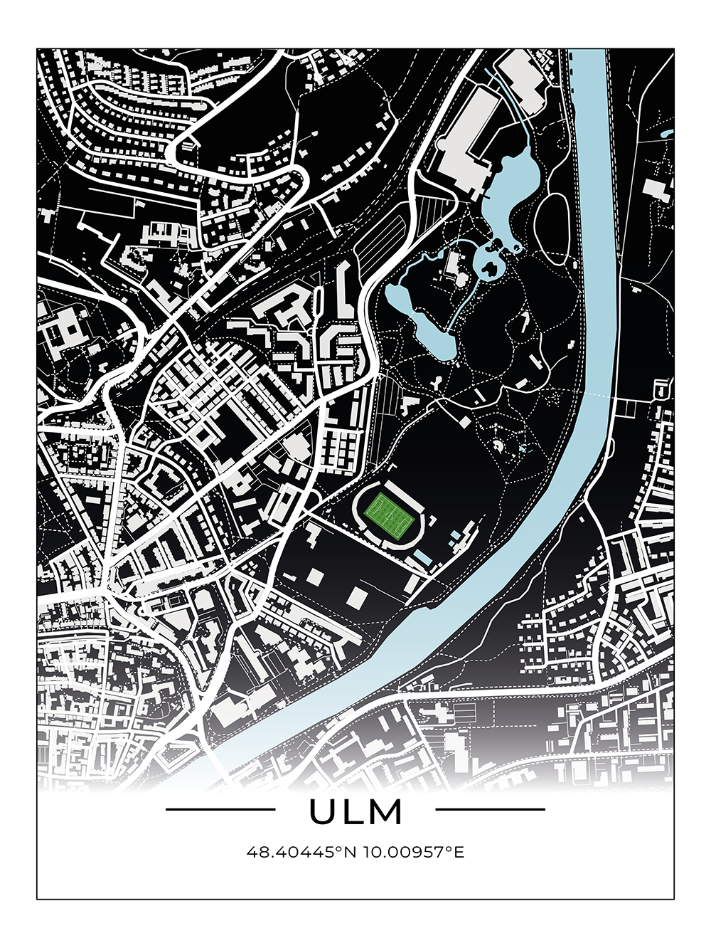 Stadion Poster Ulm, Stadion Karte Ulm, Fußball Karte, Fußball Poster ...