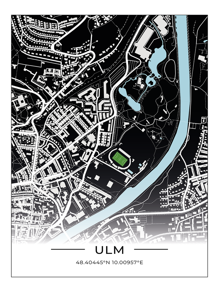 Stadion Poster Ulm, Stadion Karte Ulm, Fußball Karte, Fußball Poster ...