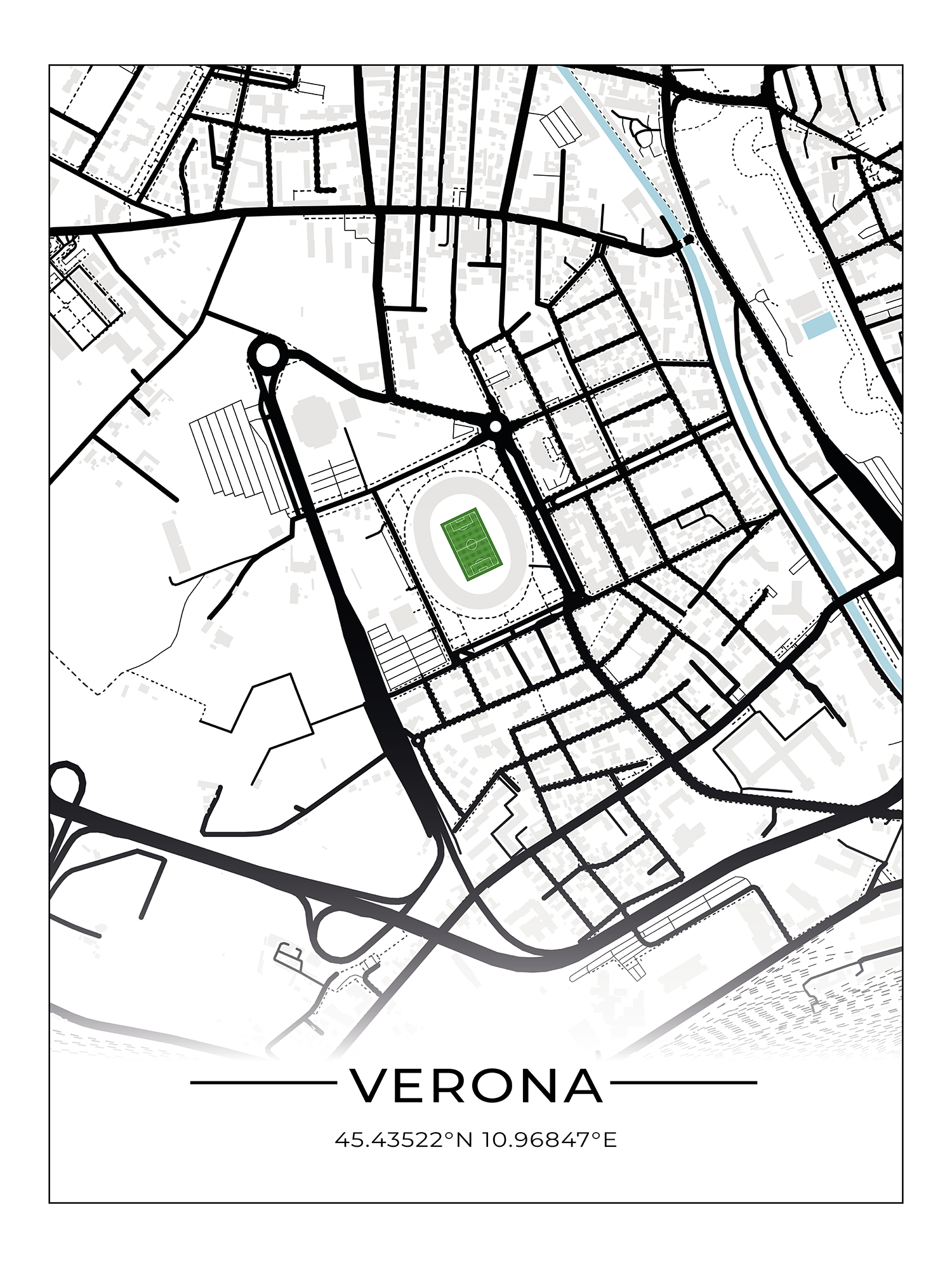 Stadion Poster Verona, Stadion Karte Verona, Fußball Karte, Fußball ...